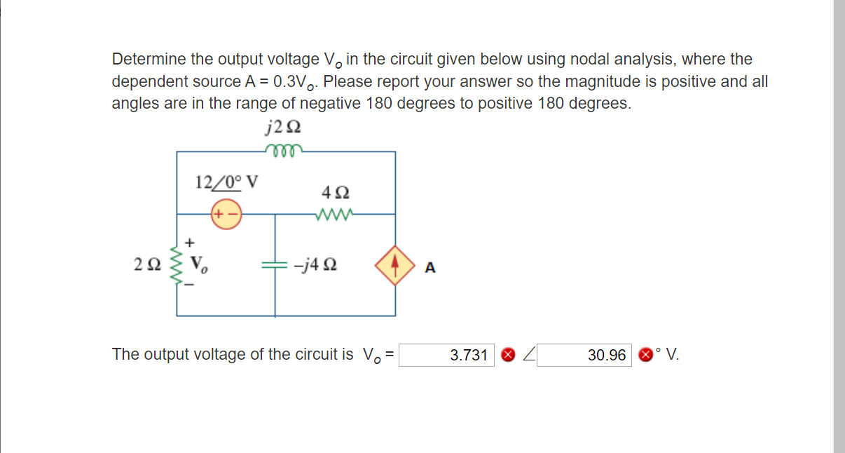 Solved Determine the output voltage Voin the circuit given | Chegg.com