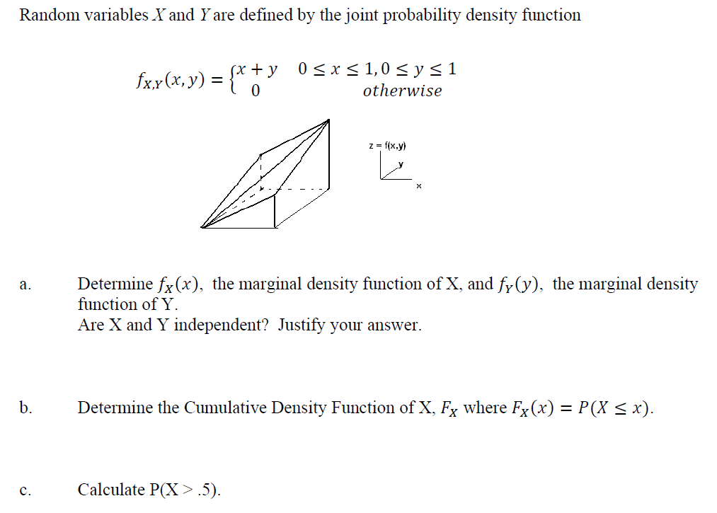 Solved Random variables X and Y are defined by the joint | Chegg.com
