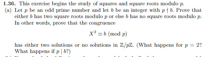 Solved 1.36. This exercise begins the study of squares and | Chegg.com