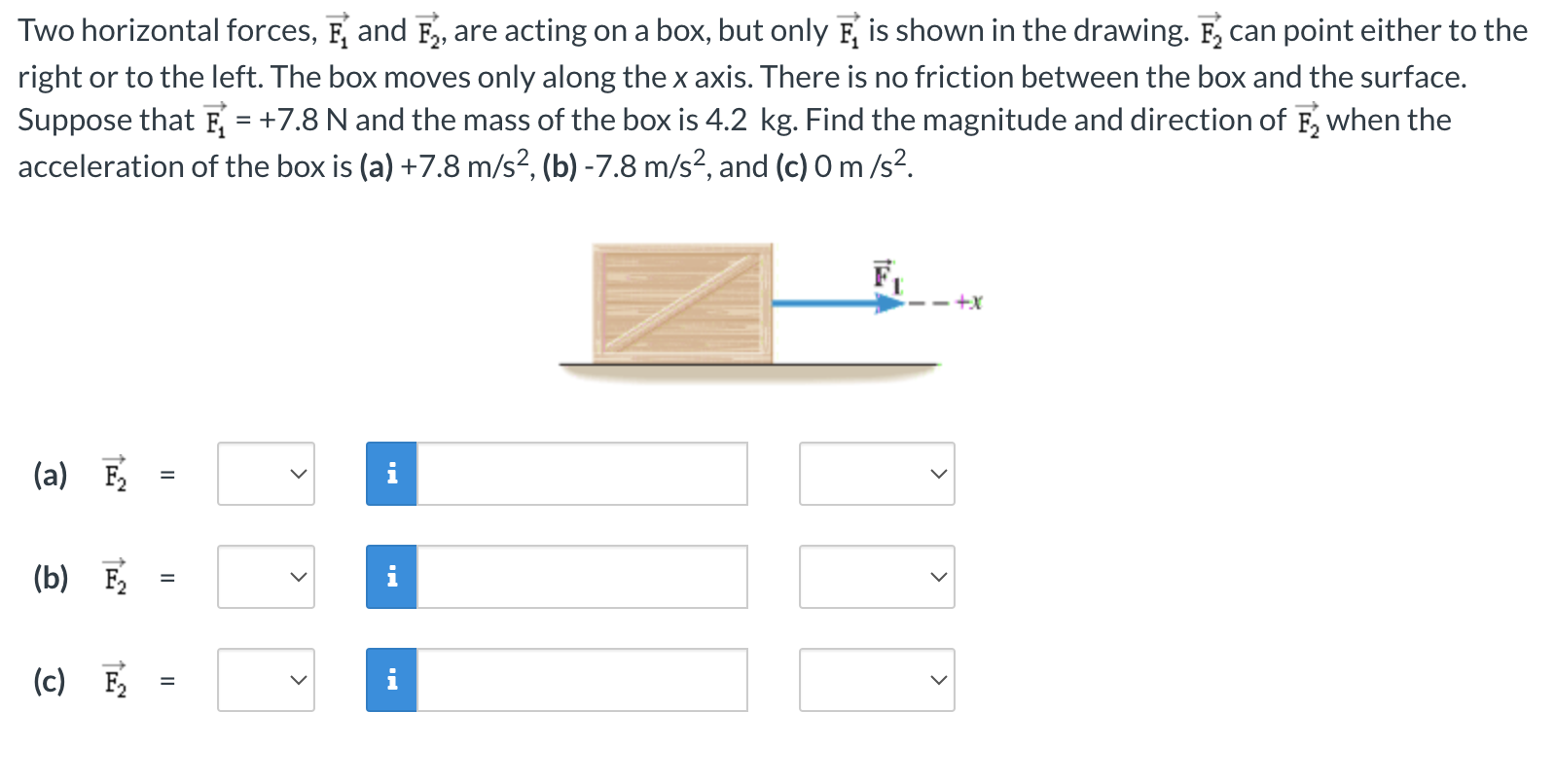 Solved Two horizontal forces, F1 and F2, are acting on a | Chegg.com