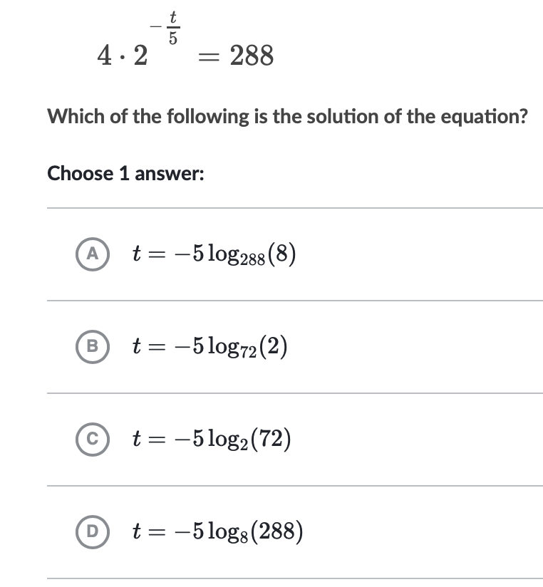 Solved 4:25 = 288 Which of the following is the solution of | Chegg.com