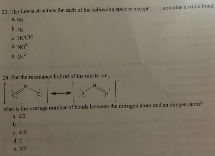 Solved ns a triple bond. 23. The Lewis structure for each of | Chegg.com