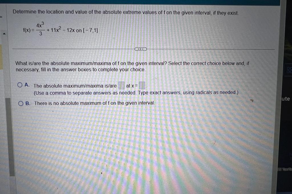 Solved Determine the location and value of the absolute | Chegg.com