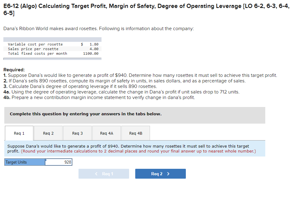 Solved E6-12 (Algo) Calculating Target Profit, Margin of | Chegg.com