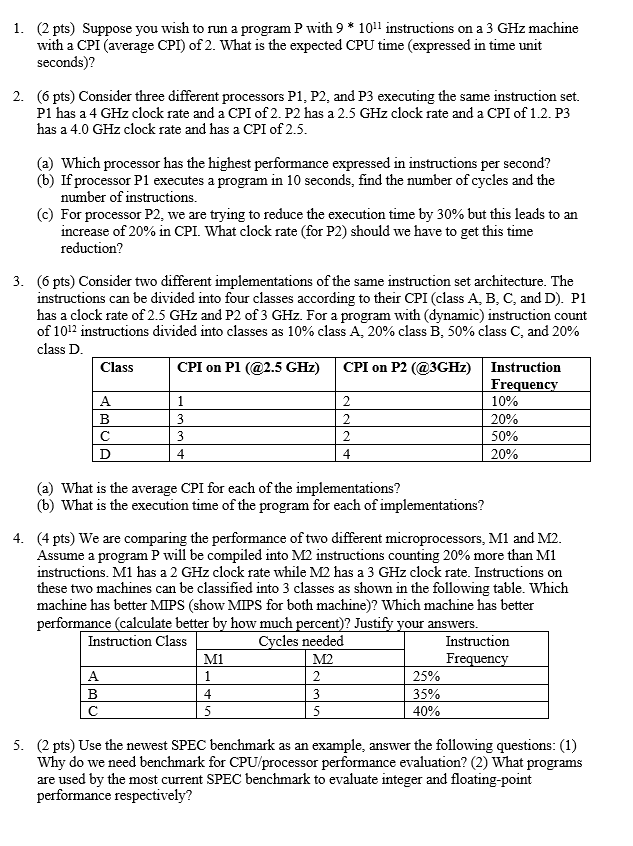 Solved 1. (2 pts) Suppose you wish to run a program P with 9 | Chegg.com