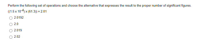 Solved Perform the following set of operations and choose | Chegg.com