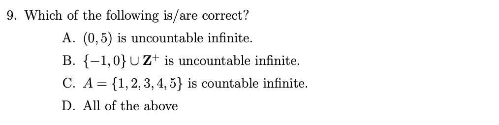 Solved 9. Which of the following is/are correct? A. (0,5) is | Chegg.com