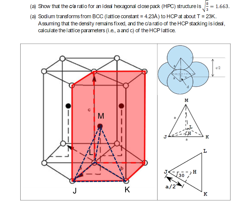 Solved (a) Show that the c/a ratio for an ideal hexagonal | Chegg.com