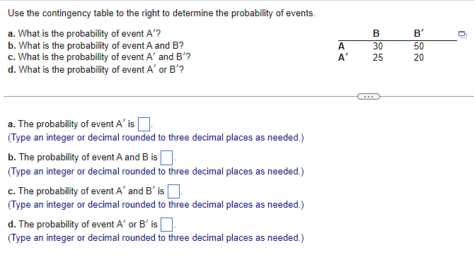 Solved Use the contingency table to the right to determine | Chegg.com