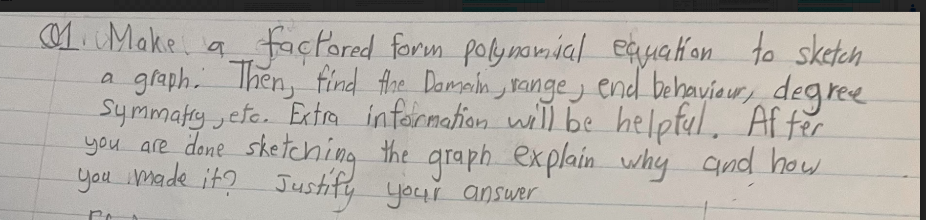 Solved Q1. Make: a factored form polynomial equation to | Chegg.com