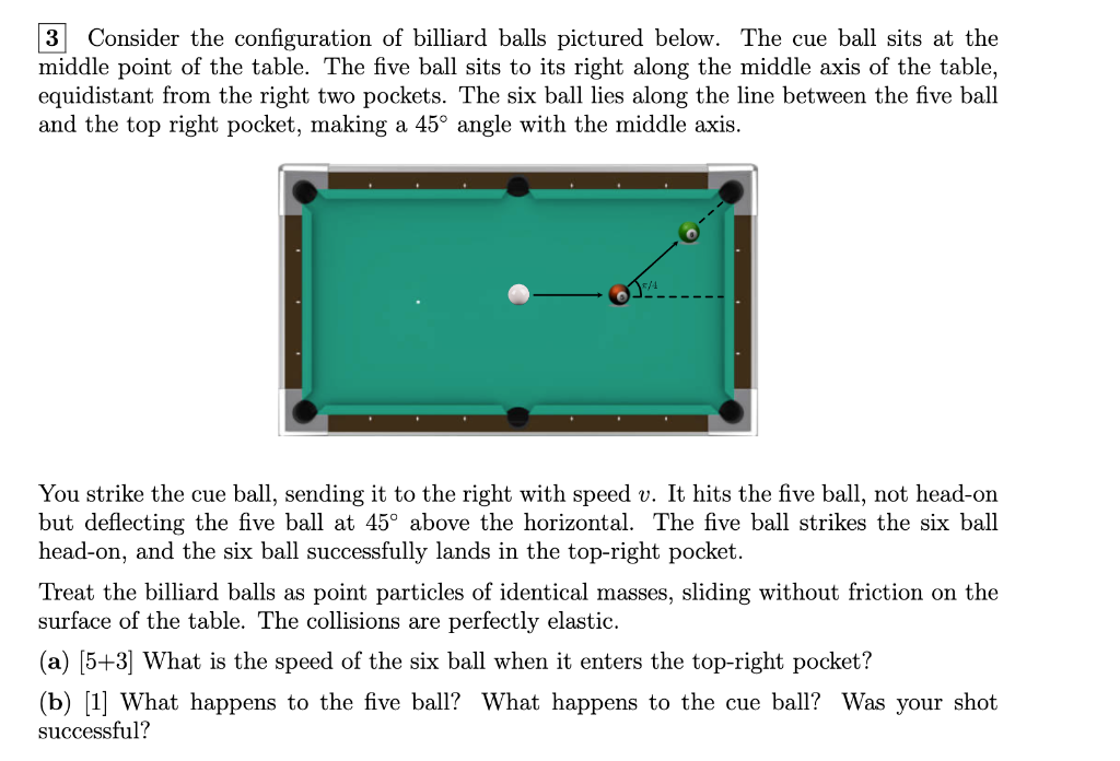 Solved 3 Consider the configuration of billiard balls | Chegg.com