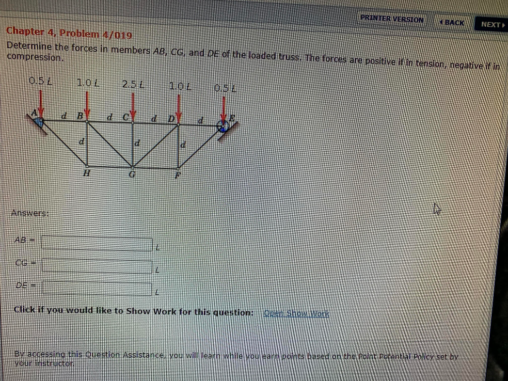 Solved PRINTER VERSION BACK NEXT Chapter 4. Problem 47019 | Chegg.com