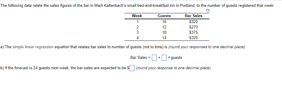 Solved a) The simple linear regression equation that relates | Chegg.com