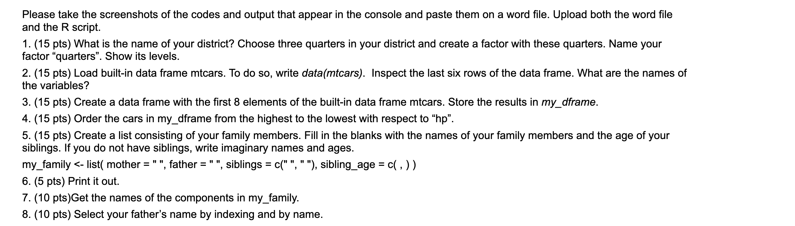 Solved Please take the screenshots of the codes and output | Chegg.com