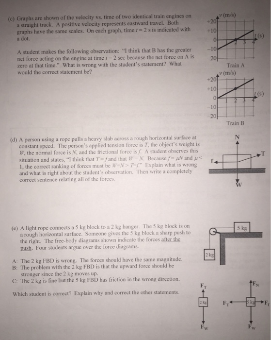 Solved (c) Graphs are shown of the velocity vs. time of two | Chegg.com