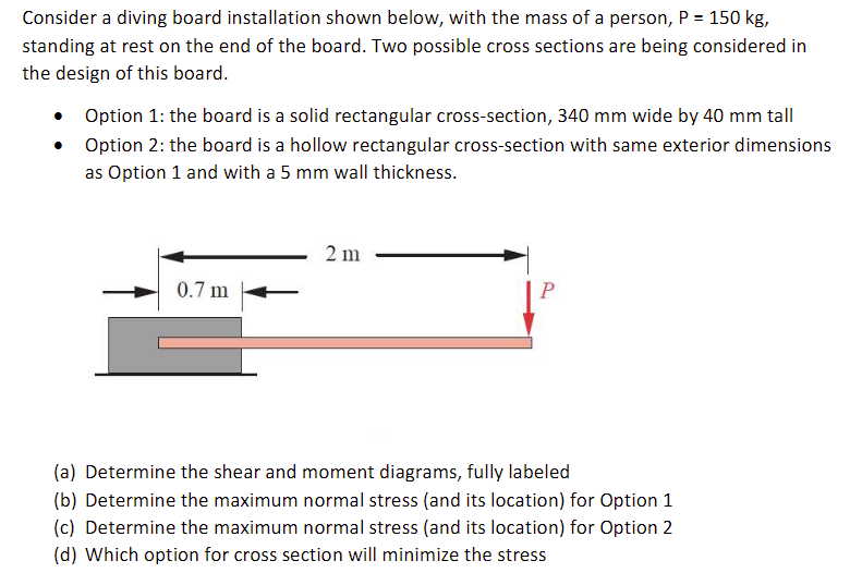 Solved Consider a diving board installation shown below, | Chegg.com