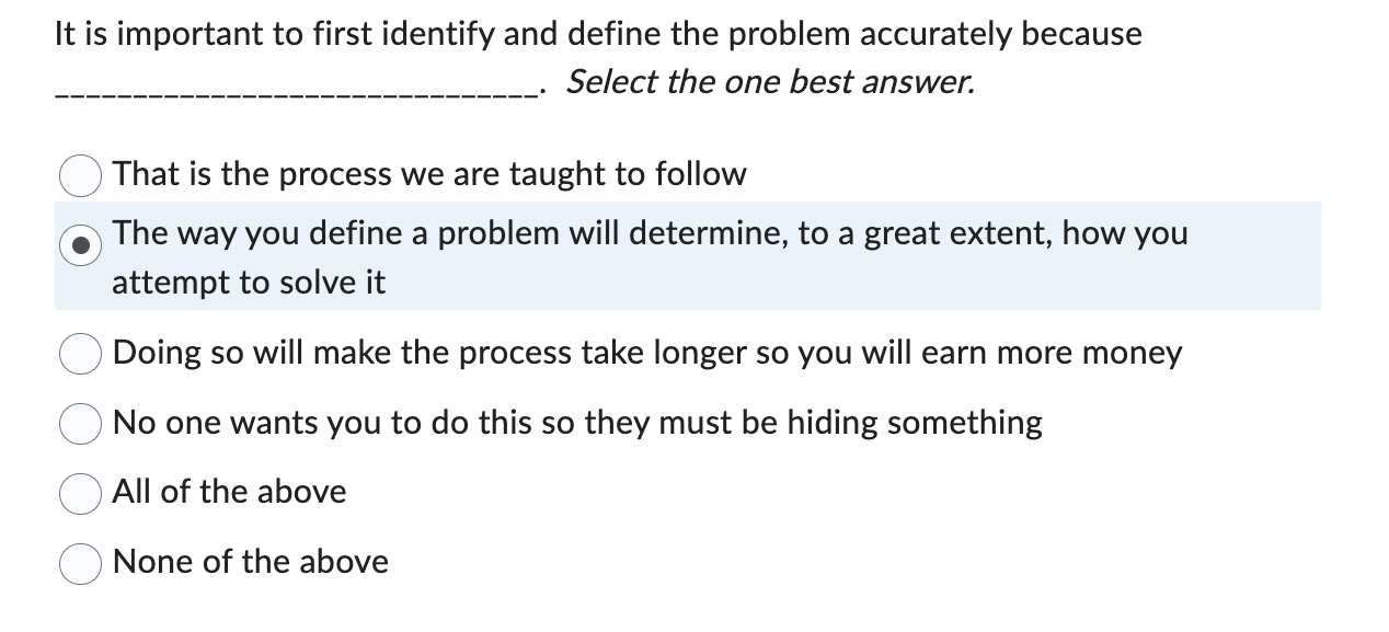 Solved It is important to first identify and define the | Chegg.com