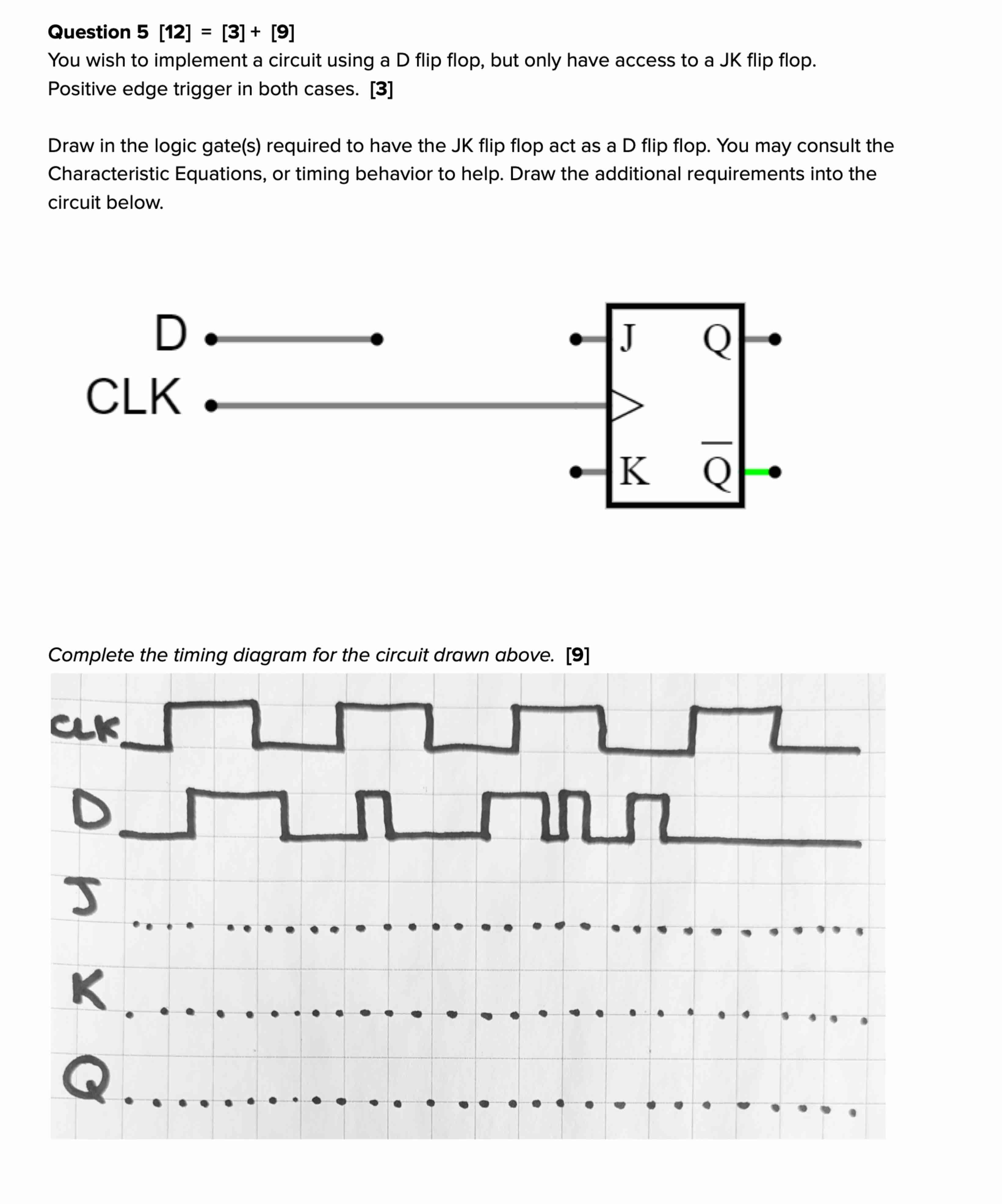 Question 5 [12] = [3] + [9]You wish to implement a | Chegg.com