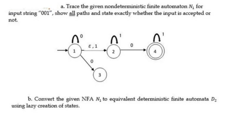 Solved a. Trace the given nondeterministic finite automaton | Chegg.com