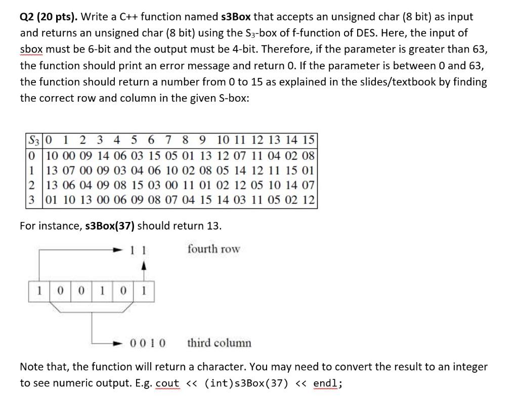 Solved Q2 (20 pts). Write a C++ function named s3Box that | Chegg.com