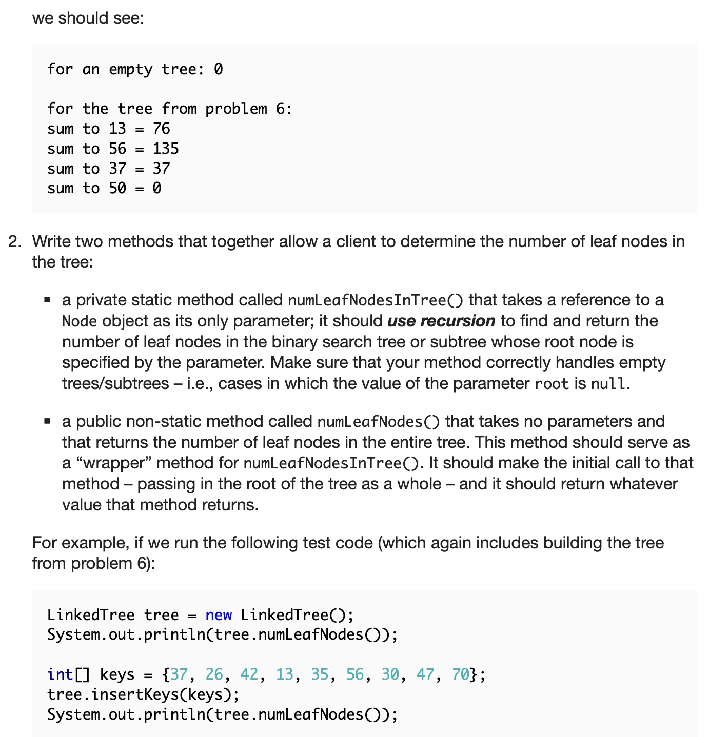 Solved He File Linkedtree Java Add Code That Completes The 0103