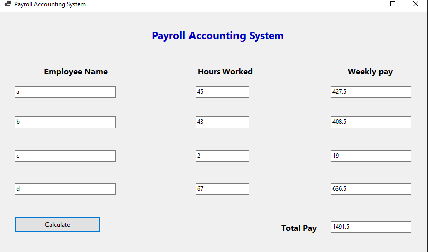 Solved Payroll Accounting System a b C d Employee Name | Chegg.com