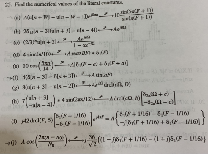 Solved 25 Find The Numerical Values Of The Literal