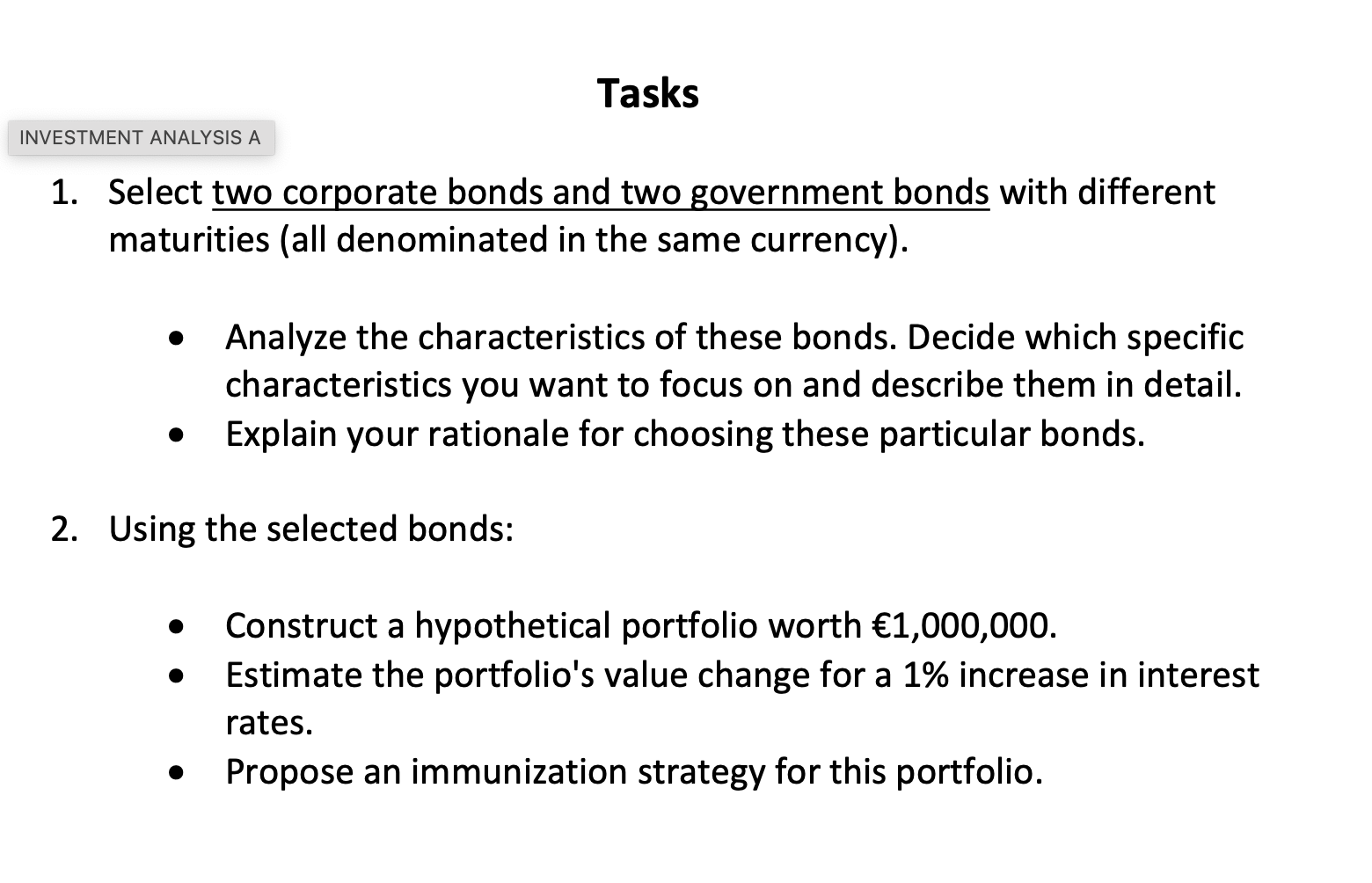 Solved Tasks1. ﻿Select two corporate bonds and two | Chegg.com