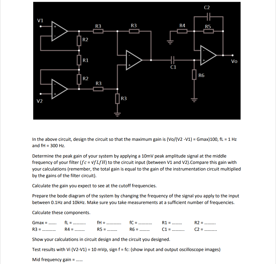 Solved C2 Vi R3 R3 R4 R5 R2 R1 HE Vo ci R6 R2 R3 R3 V2 In | Chegg.com