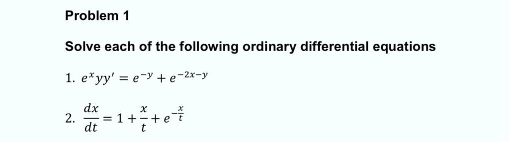 Solved Solve each of the following ordinary differential | Chegg.com