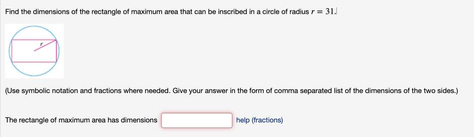 Solved Find the dimensions of the rectangle of maximum area | Chegg.com