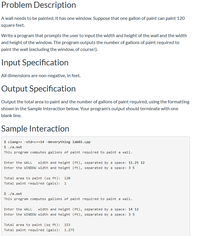 Solved Problem Description A wall needs to be painted. It | Chegg.com