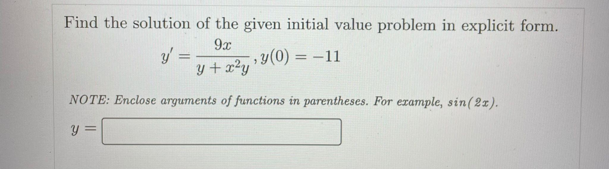 Solved Find the solution of the given initial value problem | Chegg.com