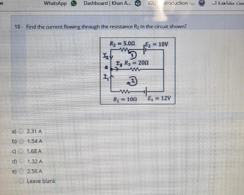 Solved 18 - Find the current flowing through the resistance | Chegg.com