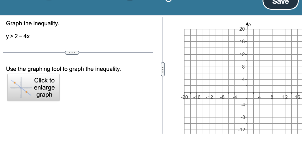 Solved Graph the inequality. y>2−4x Use the graphing tool to | Chegg.com