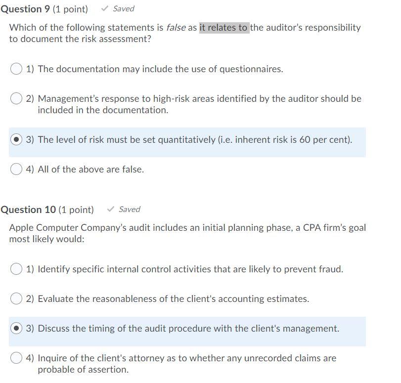 Solved Question 9 (1 point) Saved Which of the following | Chegg.com
