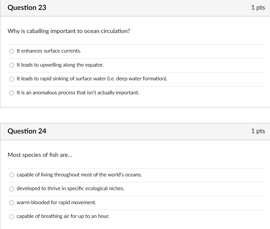 Solved Question 23 1 pts Why is caballing important to ocean | Chegg.com