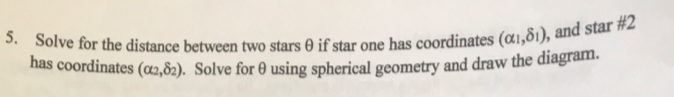 Solved 5. Solve for the distance between two stars if star | Chegg.com