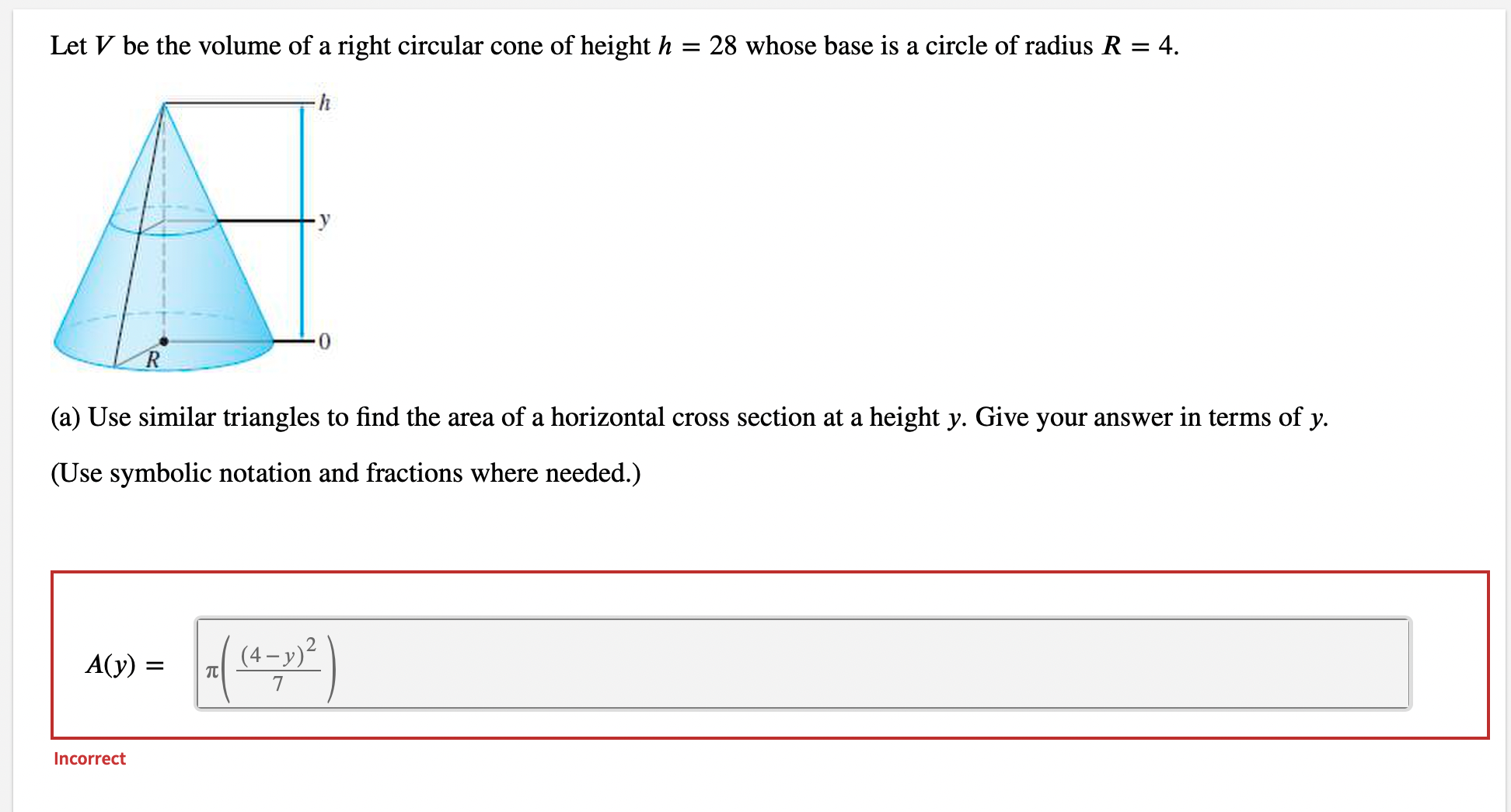 Solved Let V be the volume of a right circular cone of | Chegg.com