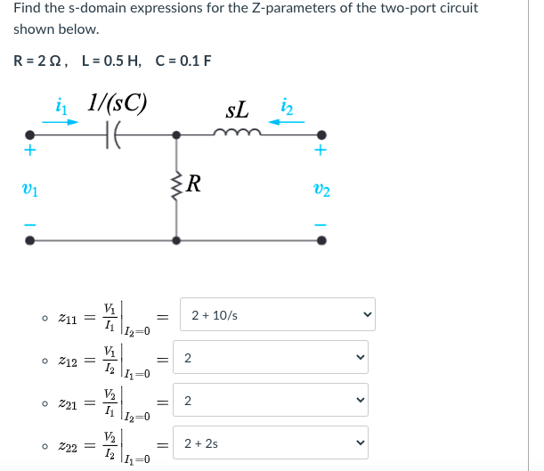 Solved Find the s-domain expressions for the Z-parameters of | Chegg.com