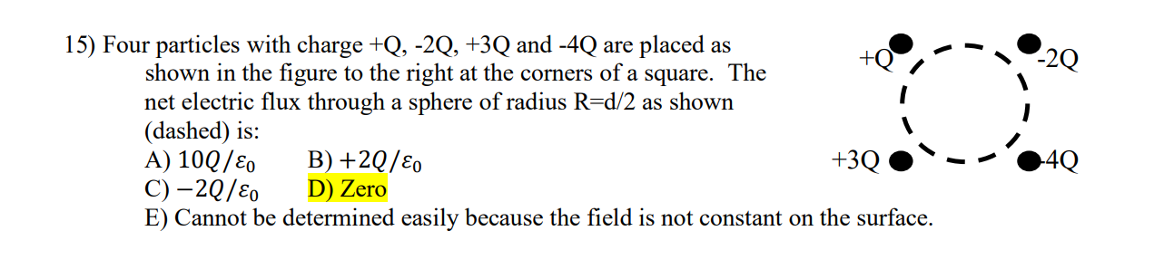 Solved 15) Four particles with charge +Q,−2Q,+3Q and −4Q are | Chegg.com