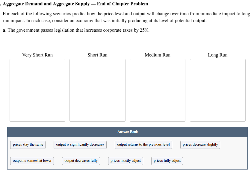 Solved Aggregate Demand and Aggregate Supply — End of | Chegg.com