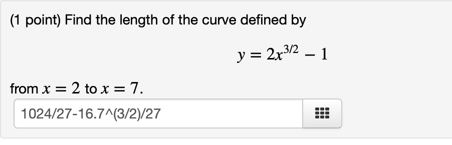 Solved (1 point) To find the length of the curve defined by | Chegg.com