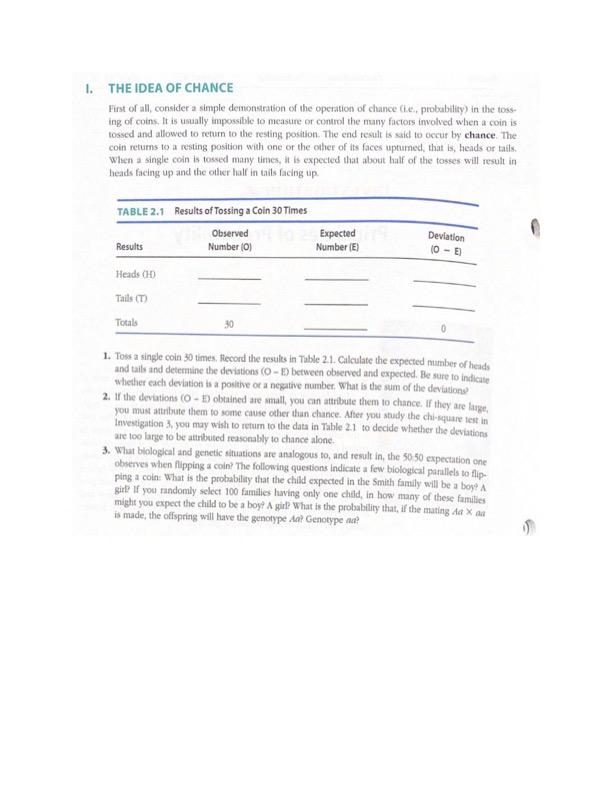 1. THE IDEA OF CHANCE First of all, consider a simple | Chegg.com