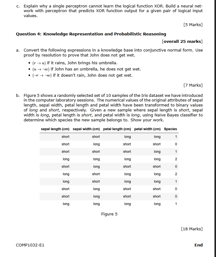 c. Explain why a single perceptron cannot learn the | Chegg.com