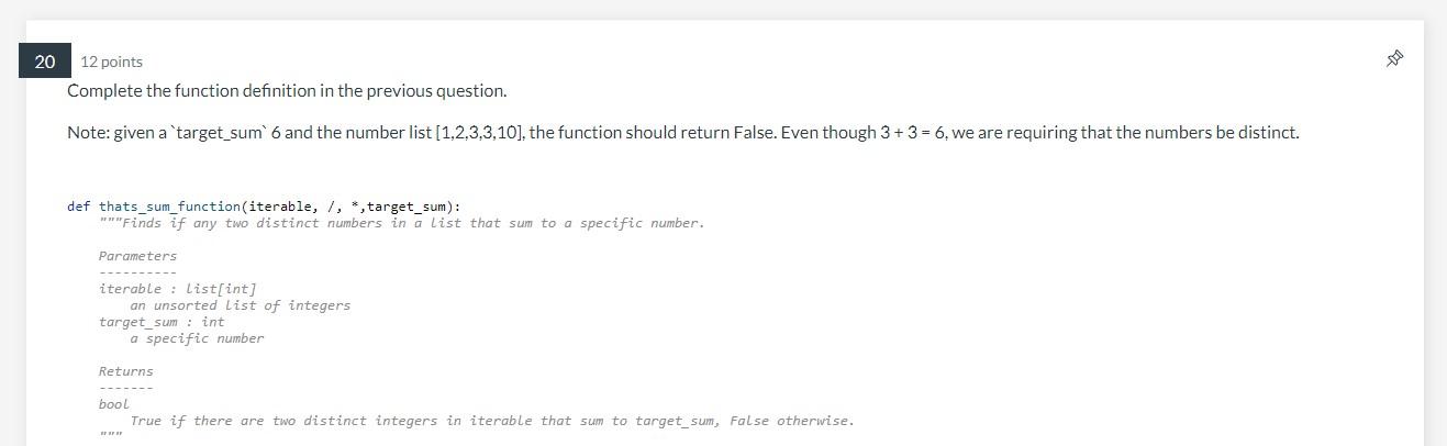 Solved 12 points Complete the function definition in the | Chegg.com