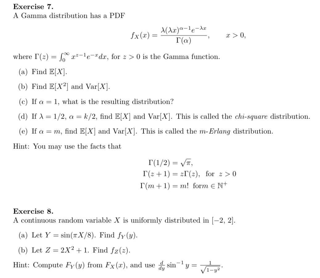 Solved Exercise 7 . A Gamma distribution has a PDF | Chegg.com