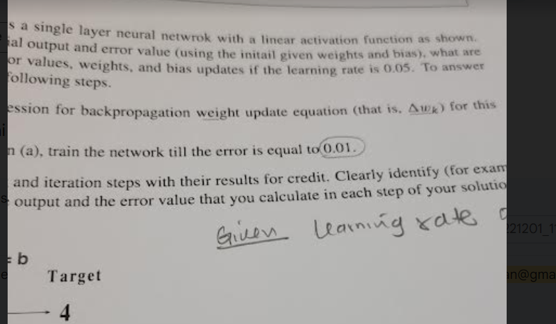 a single layer neural netwrok with a linear | Chegg.com