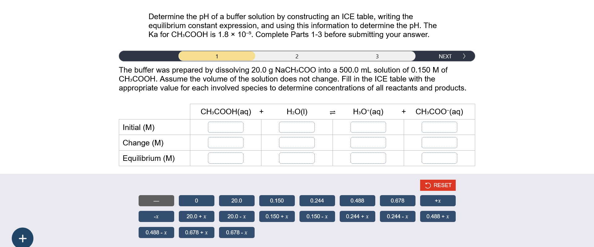 Solved Determine the pH of a buffer solution by constructing | Chegg.com