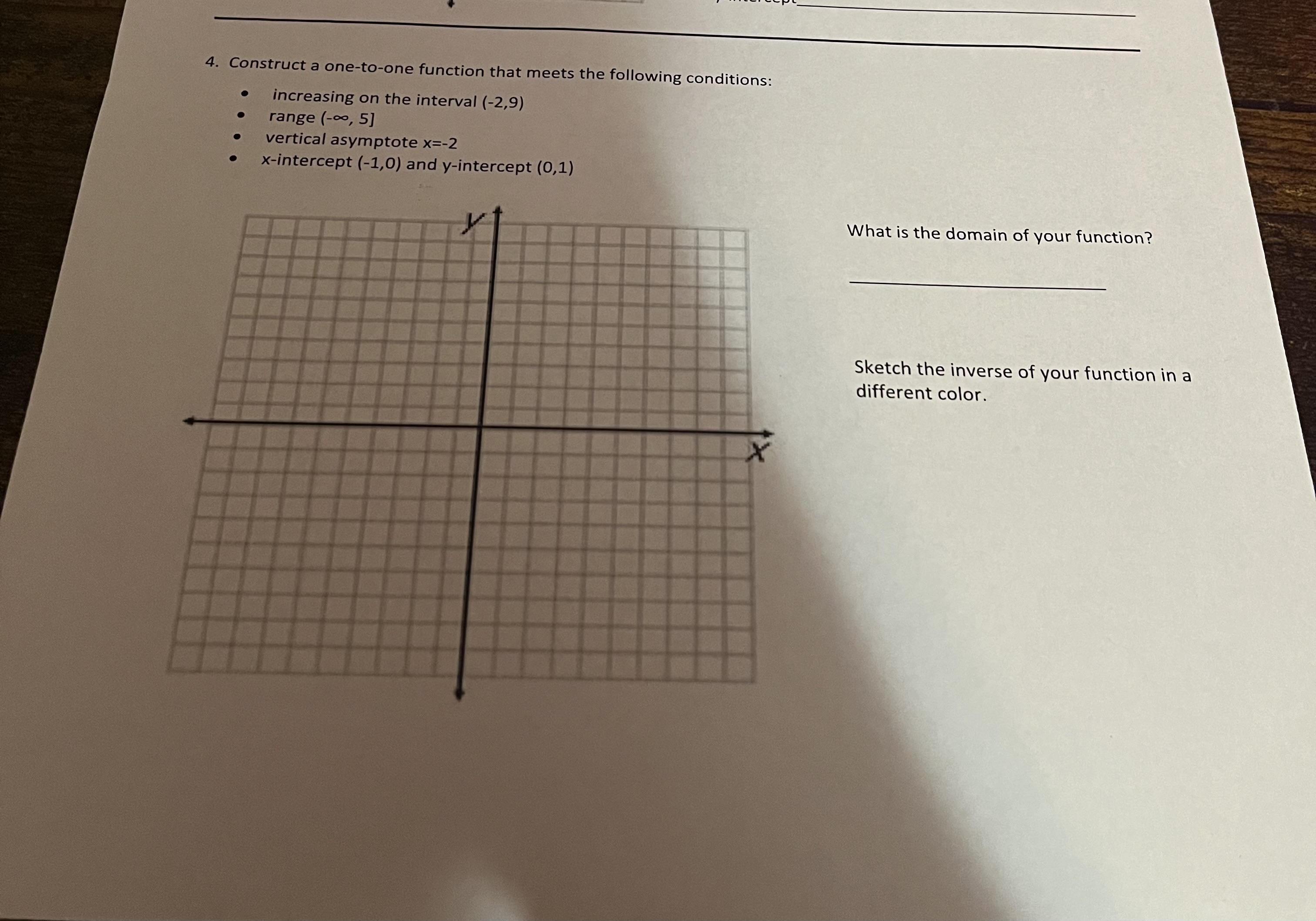 Solved 4. Construct a one-to-one function that meets the | Chegg.com
